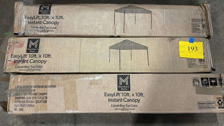 (3) EASYLIFT 10FTx10FT INSTANT CANOPIES IN BOXES - COBALT BLUE - Earl's ...