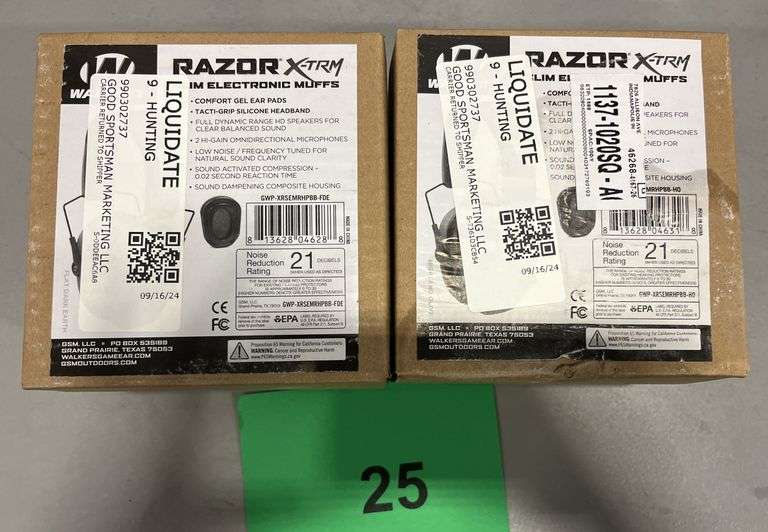 (2) PAIRS OF RAZOR X TRM ELECTRONIC MUFFS IN BOXES - Earl's Auction Company