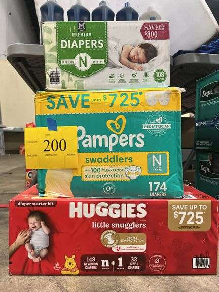 (3) BOXES OF DIAPERS - SIZES N & 1 - Earl's Auction Company