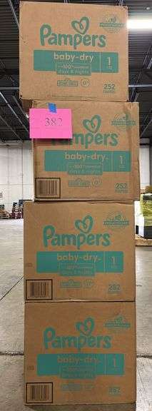 (4) BOXES OF PAMPERS DIAPERS - SIZE 1 - Earl's Auction Company