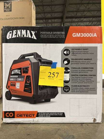 GENMAX PORTABLE INVERTER GENERATOR IN BOX - Earl's Auction Company