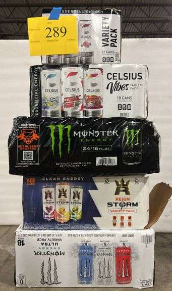 (5) PACKS OF ENERGY DRINKS - CELSIUS, MONSTER & REIGN STORM - Earl's ...