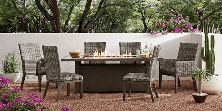 SUNBRELLA HERITAGE 7PC RECTANGULAR FIRE DINING SET IN BOXES - Earl's ...