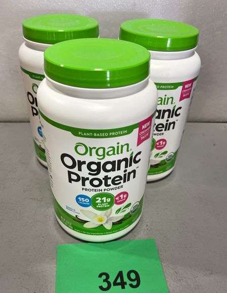 (3) JARS OF ORGAIN PROTEIN POWDER - Earl's Auction Company