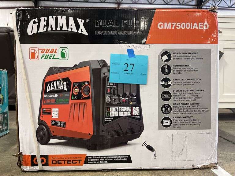 GENMAX DUAL FUEL INVERTER GENERATOR IN BOX - Earl's Auction Company