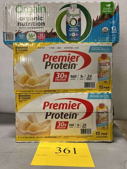 (3) BOXES OF PROTEIN SHAKES - ORGAIN & PREMIER PROTEIN - Earl's Auction ...