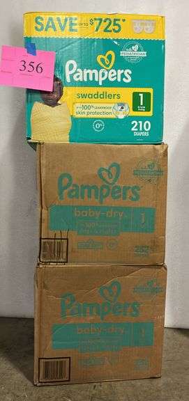 (3) BOXES OF PAMPERS DIAPERS - SIZE 1 - Earl's Auction Company