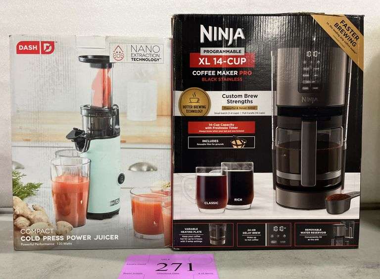 DASH COLD PRESS POWER JUICER & NINJA XL COFFEE MAKER PRO IN BOXES ...