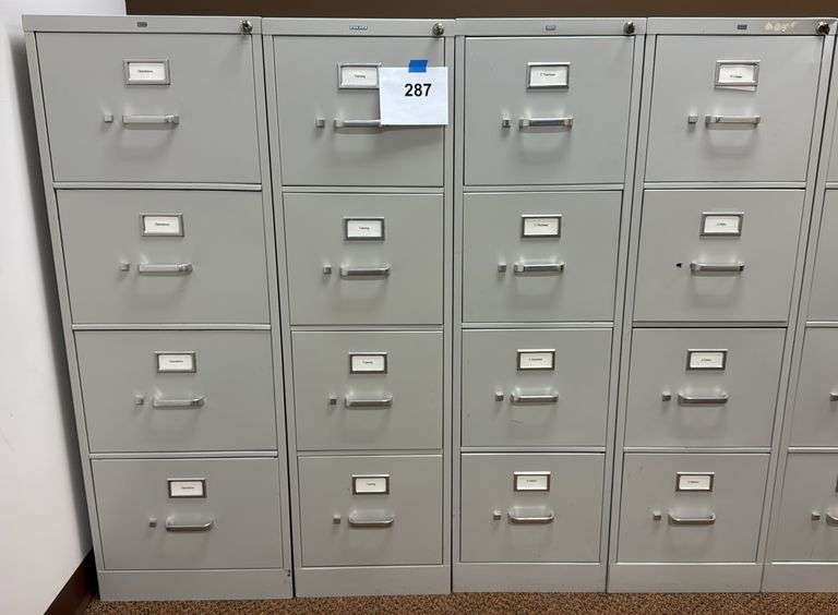 (4) HON 4-DRAWER METAL FILING CABINETS W/ KEYS - Earl's Auction Company