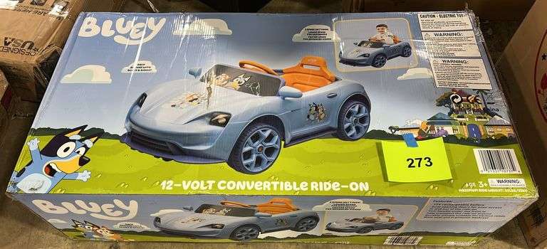 KIDS BLUEY 12V CONVERTIBLE RIDE ON IN BOX - Earl's Auction Company