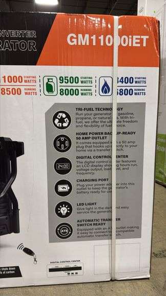 GENMAX TRI-FUEL INVERTER GENERATOR IN BOX - Earl's Auction Company