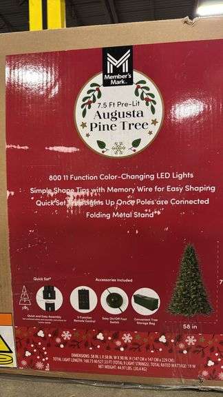 7.5FT PRE LIT AUGUSTA PINE TREE IN BOX - Earl's Auction Company