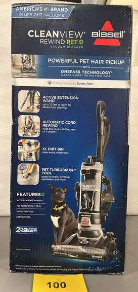BISSEL CLEANVIEW REWIND PET VACUUM CLEANER IN BOX - Earl's Auction Company