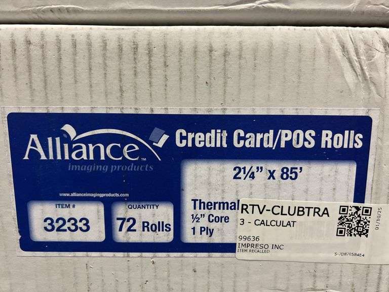 (3) BOXES OF ALLIANCE POS ROLLS - Earl's Auction Company