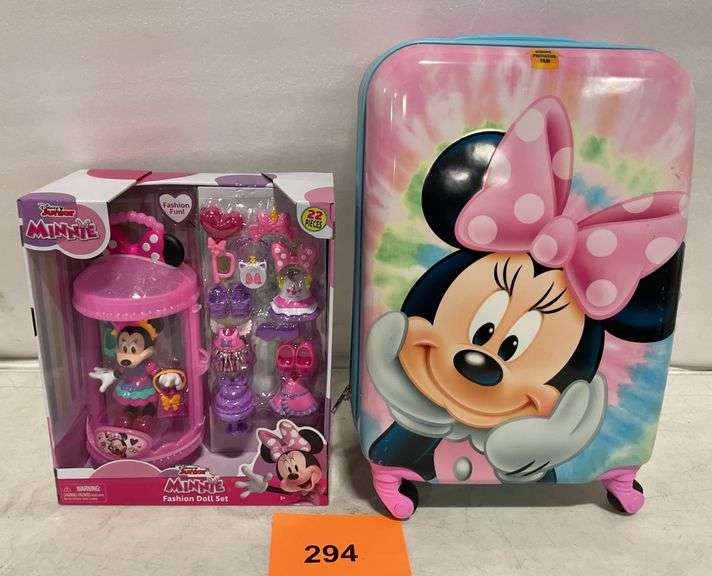 2PC KIDS MINNIE MOUSE LOT - DOLL SET & CARRY ON LUGGAGE - Earl's ...