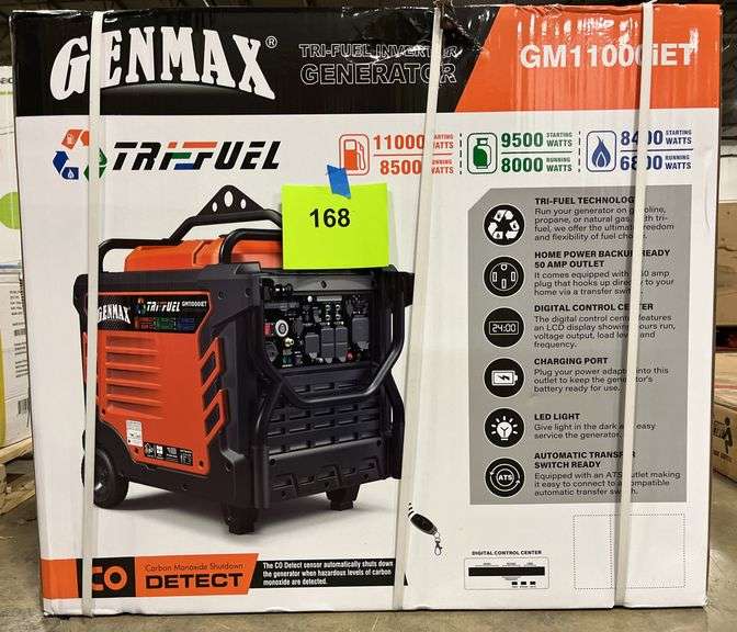 GENMAX TRI FUEL INVERTER GENERATOR IN BOX - Earl's Auction Company