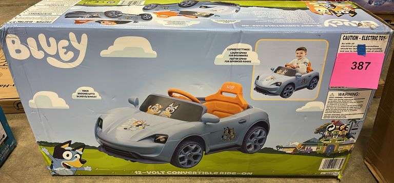 KIDS BLUEY 12V CONVERTIBLE RIDE ON IN BOX - Earl's Auction Company
