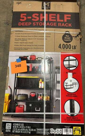 (1) 5-SHELF STORAGE RACK IN BOX - Earl's Auction Company