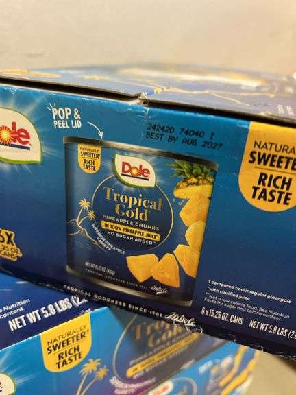 (4) BOXES OF DOLE TROPICAL GOLD PINEAPPLE CHUNKS - Earl's Auction Company