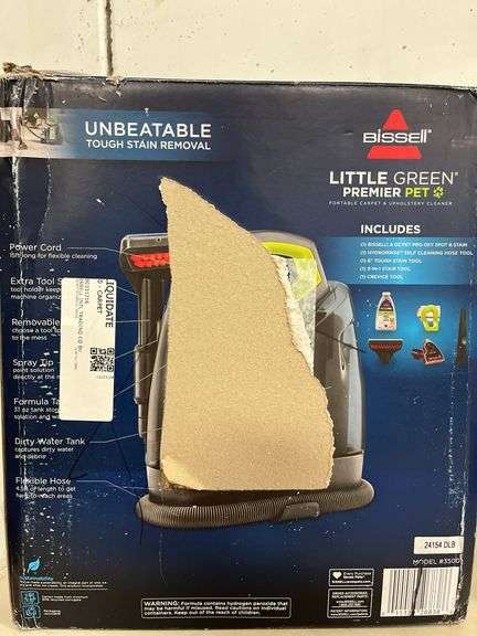 BISSELL LITTLE GREEN PREMIER PET CARPET CLEANER IN BOX - Earl's Auction ...