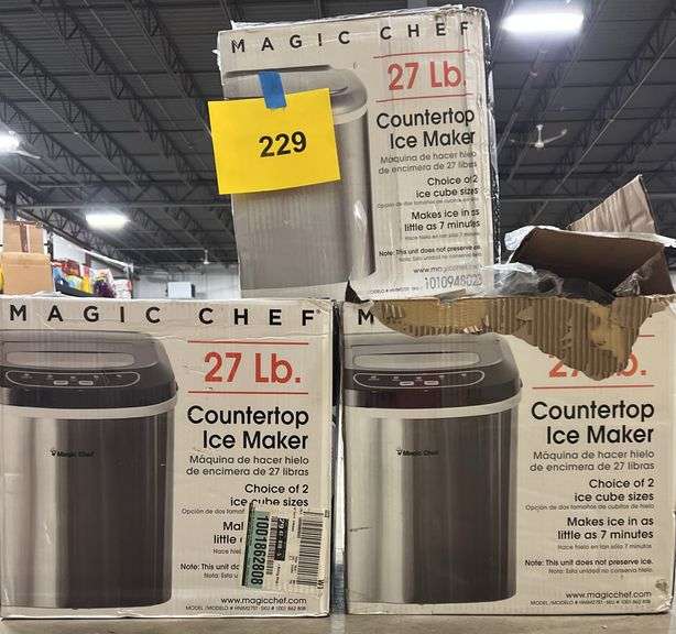 AS IS - (3) MAGIC CHEF 27LB COUNTERTOP ICE MAKERS IN BOXES - Earl's ...