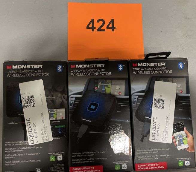 (3) MONSTER CARPLAY WIRELESS CONNECTORS IN BOX - Earl's Auction Company
