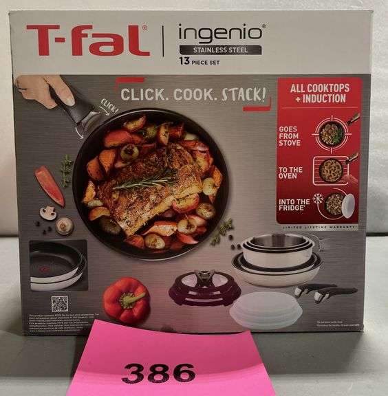 T FAL INGENIO 13PC STAINLESS STEEL COOKWARE SET IN BOX - Earl's Auction ...