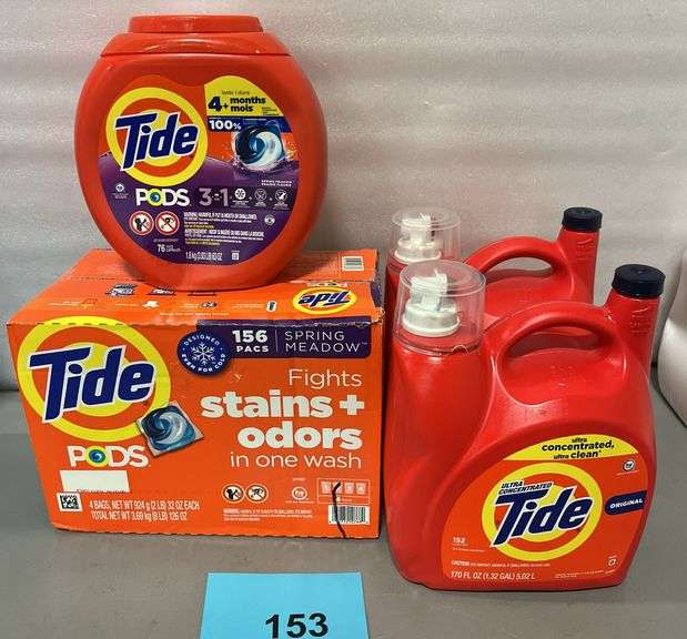 4PC TIDE LAUNDRY LOT - DETERGENT & PODS - Earl's Auction Company