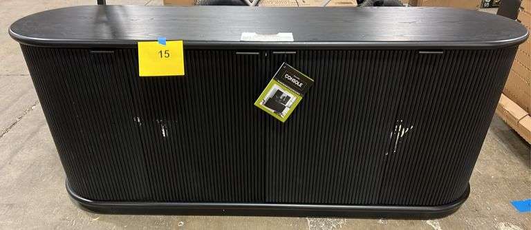 AS IS - CALLEN WOOD CONSOLE - BLACK - Earl's Auction Company