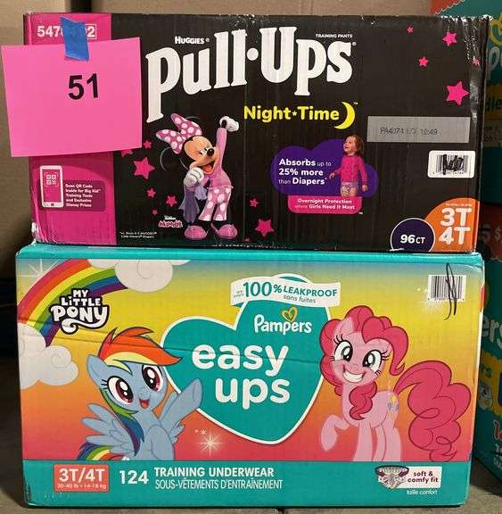 (2) BOXES OF DIAPERS - SIZE 3T/4T - Earl's Auction Company