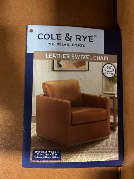 COLE & RYE MODERN LEATHER FARMHOUSE SWIVEL CHAIR - BROWN - Earl's ...