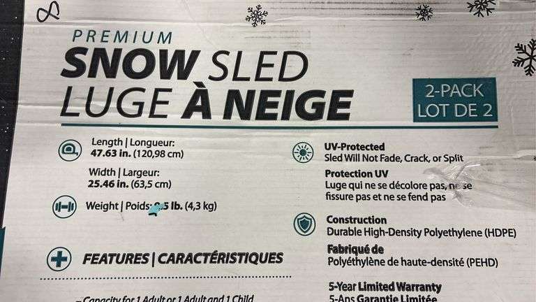 LIFETIME 2PC PREMIUM SNOW SLEDS IN BOX - Earl's Auction Company