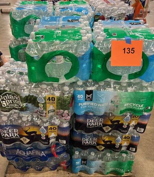 APPROX 36 PACKS OF ASSORTED BOTTLED WATER - SEE PHOTOS - Earl's Auction ...