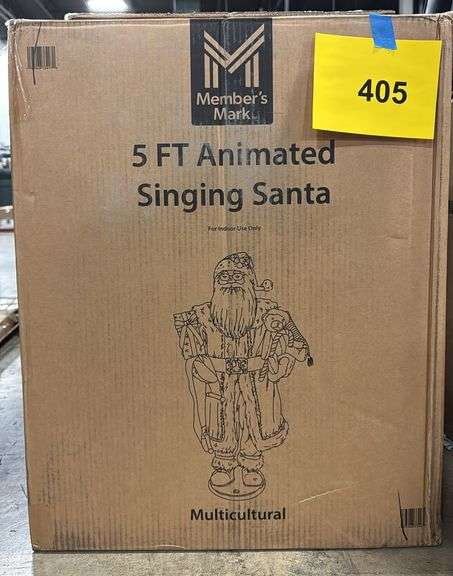 5FT ANIMATED SINGING SANTA IN BOX - Earl's Auction Company