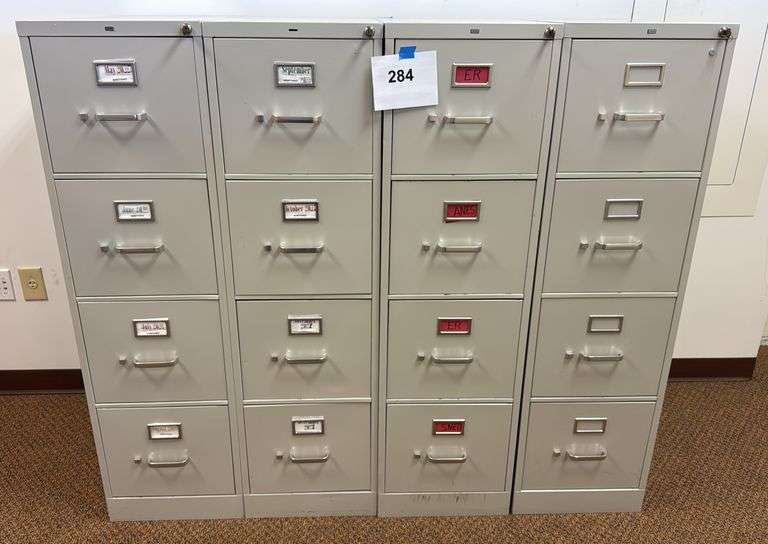 (4) HON 4-DRAWER METAL FILING CABINETS W/ KEYS - Earl's Auction Company