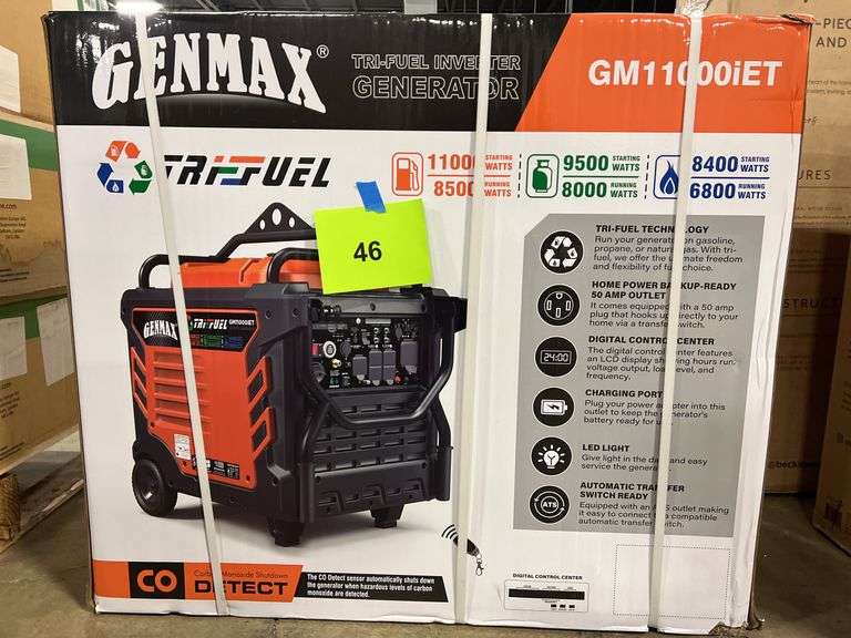 GENMAX TRI FUEL INVERTER GENERATOR IN BOX - Earl's Auction Company