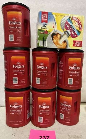 8PC COFFEE LOT - FOLGERS & CREAMER - Earl's Auction Company