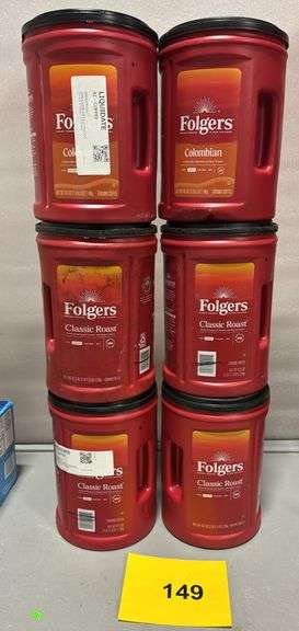 (6) CONTAINERS OF FOLGERS COFFEE - Earl's Auction Company