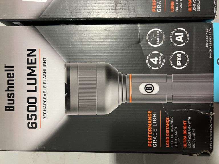 (2) BUSHNELL 6500 LUMEN RECHARGEABLE FLASHLIGHTS IN BOXES - Earl's ...