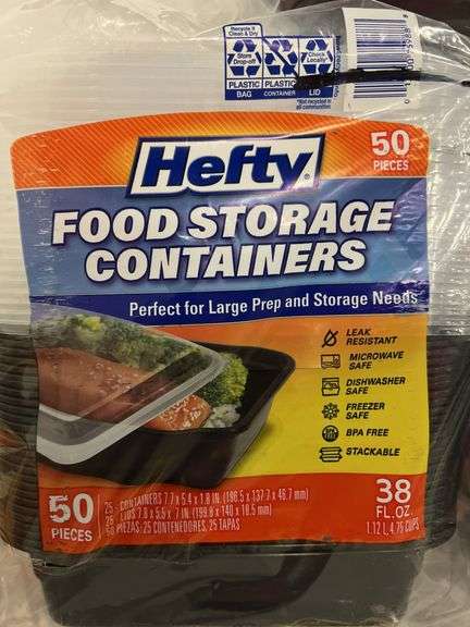 (5) PACKS OF HEFTY FOOD STORAGE CONTAINERS - Earl's Auction Company