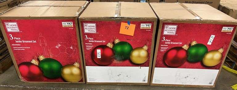 (3) HOME ACCENTS 3PC JUMBO ORNAMENT SETS IN BOXES - Earl's Auction Company