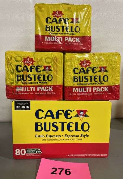 4PC CAFE BUSTELLO COFFEE LOT - K CUP PODS & GROUND - Earl's Auction Company