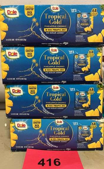 (4) BOXES OF DOLE TROPICAL GOLD PINEAPPLE CHUNKS - Earl's Auction Company