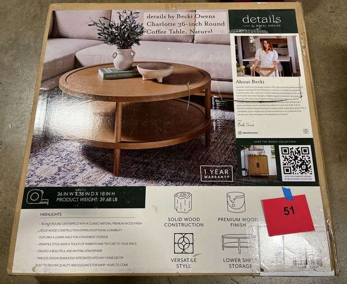 BECKI OWENS CHARLOTTE 36" ROUND COFFEE TABLE IN BOX - NATURAL - Earl's ...