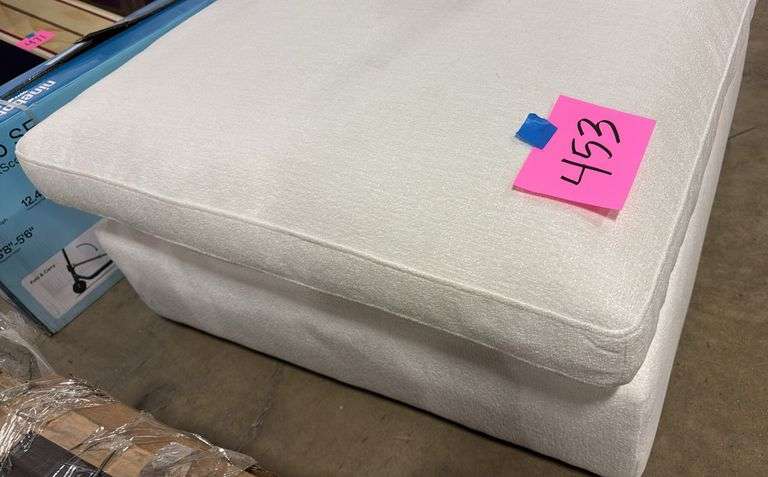 BECKI OWENS TUSTIN OTTOMAN - CREAM - Earl's Auction Company