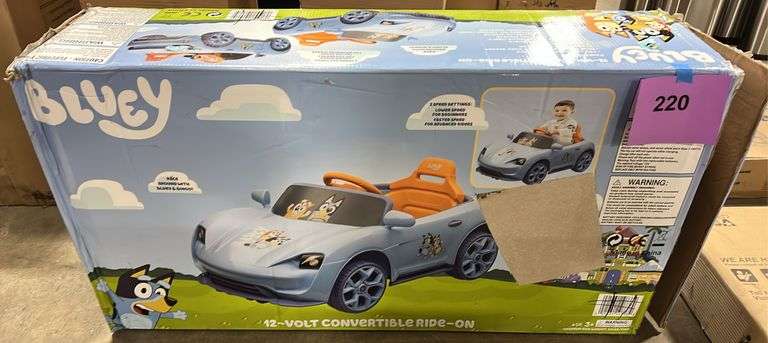 KIDS BLUEY 12V CONVERTIBLE RIDE ON IN BOX - Earl's Auction Company