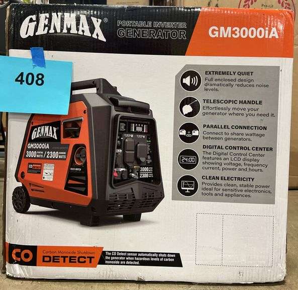 GENMAX PORTABLE INVERTER GENERATOR IN BOX - Earl's Auction Company