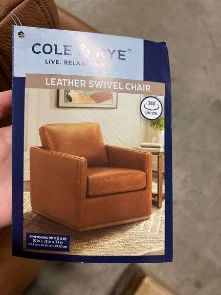 COLE & RYE LEATHER SWIVEL CHAIR - BROWN - Earl's Auction Company