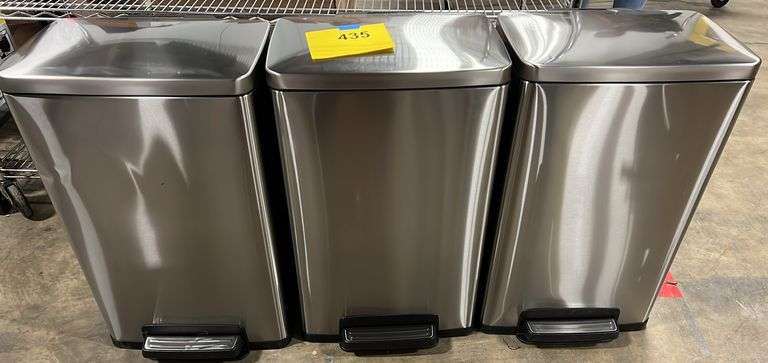 (3) TRAMONTINA STAINLESS STEEL STEP ON TRASH CANS - Earl's Auction Company