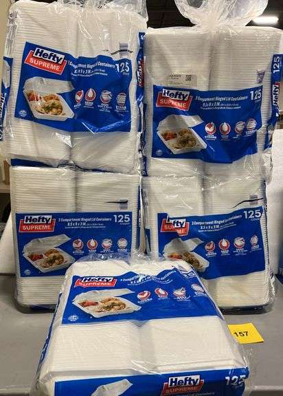 (5) PACKS OF HEFTY FOAM CONTAINERS - Earl's Auction Company